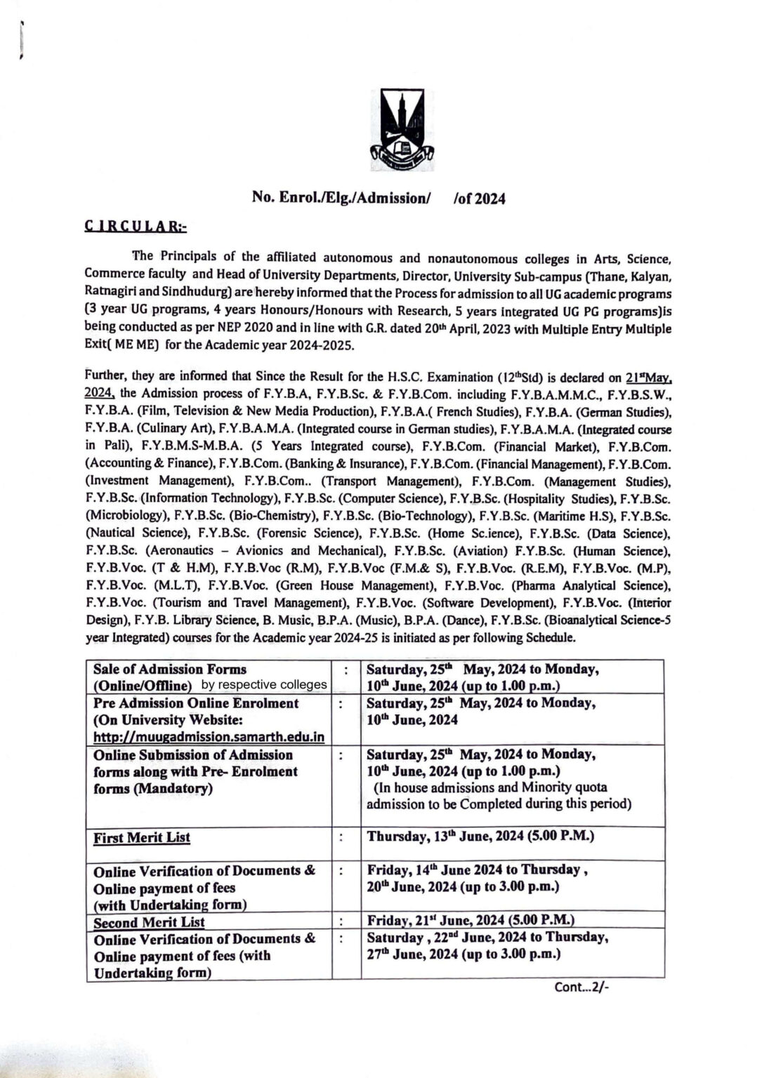 Admission – MVLU College